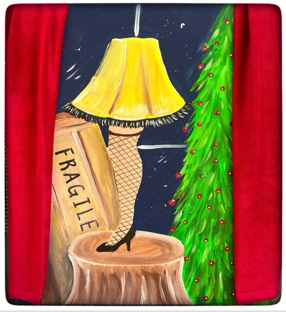 The Fragile Leg Lamp (With Real Red Velvet Curtains!) - Cocktails & Canvas